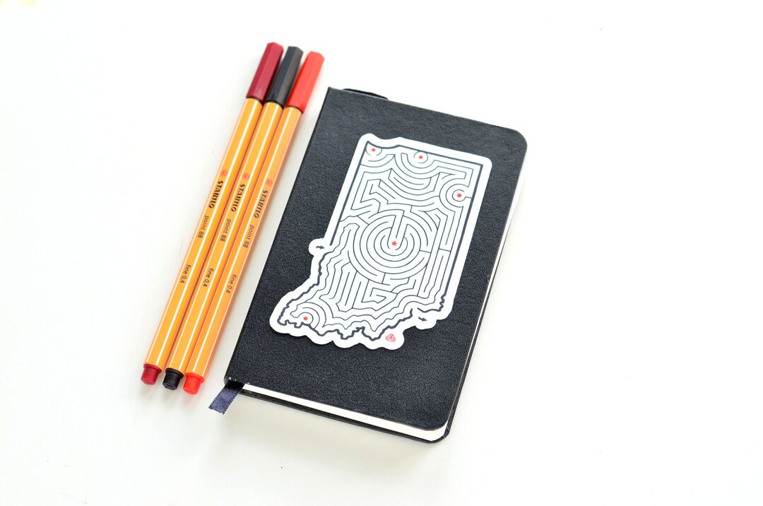 Indiana Maze State Map Die Cut Vinyl Sticker | 3.75x2.5 Inches ...