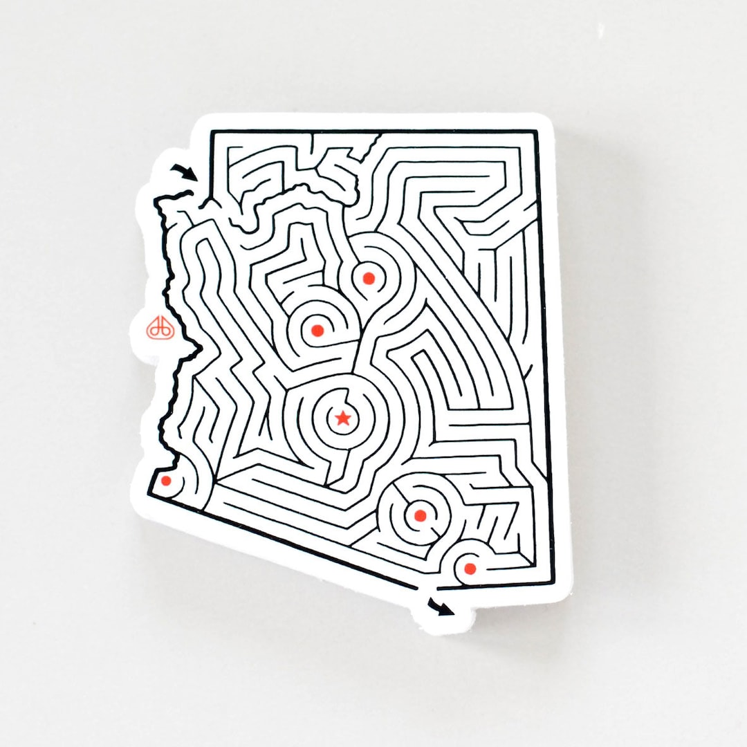 Arizona Maze State Map Sticker | Premium Die Cut Vinyl | 2.75 X 3.25 ...