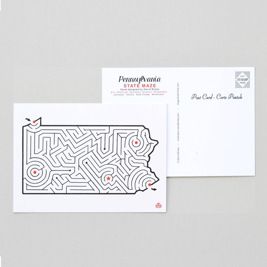 Pennsylvania Maze 5x7" Postcard | Hand Designed by David Birkey | Erie ...