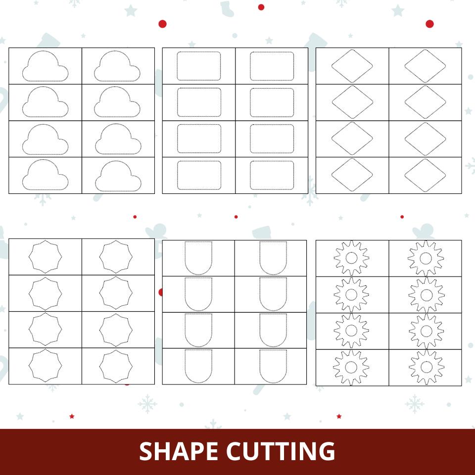 31 Shape Cutting Practice Printable Preschool Scissor Skills Activity ...