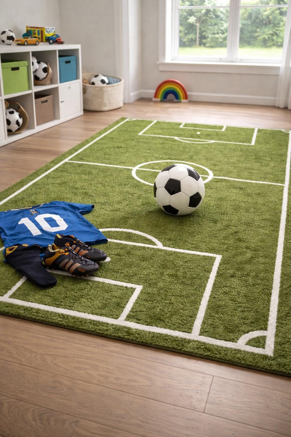 Soccer Field Tufted Area Rug | Football Field Rug for Kids Room ...