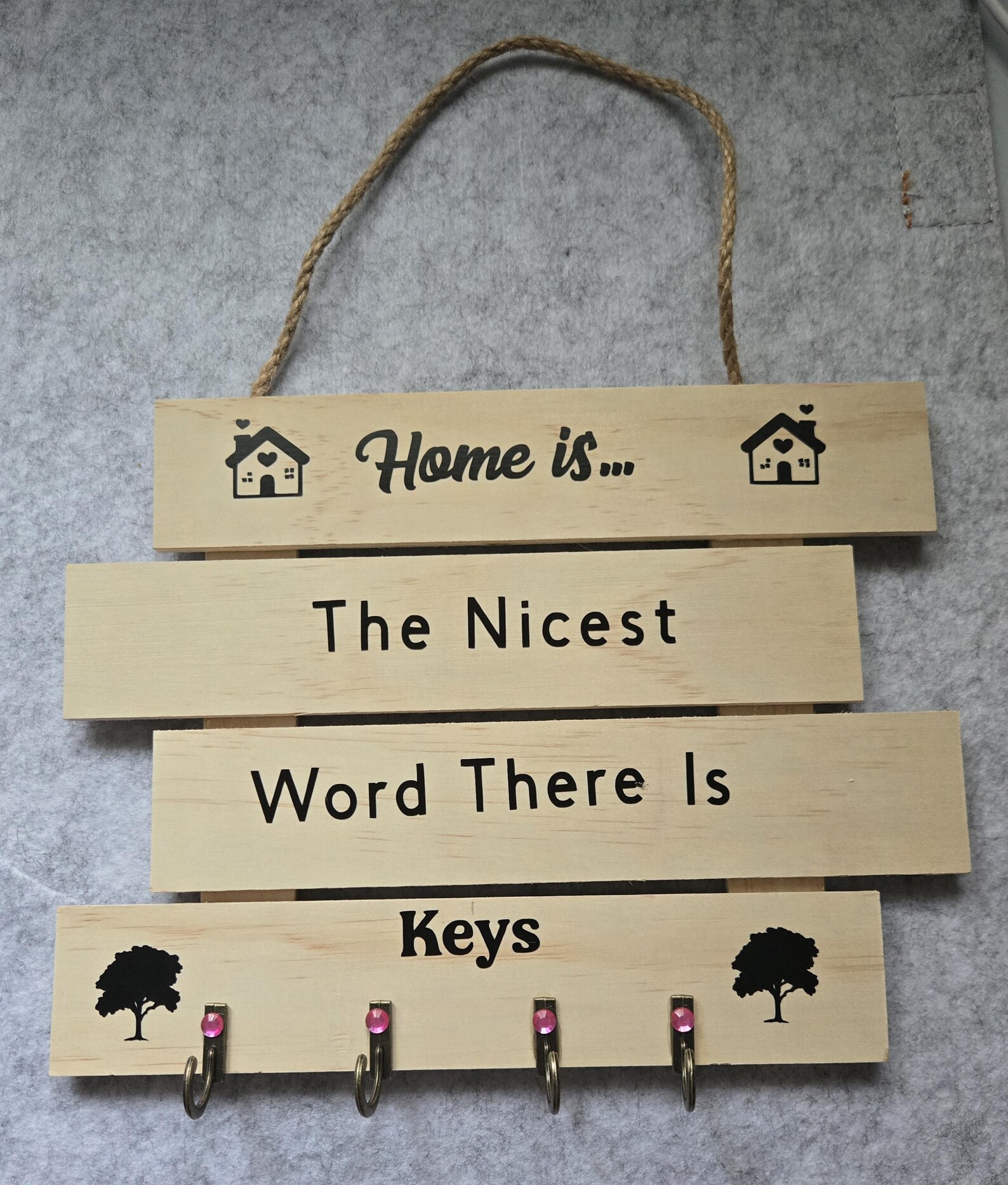 Wooden Key Holder Sign - Etsy UK