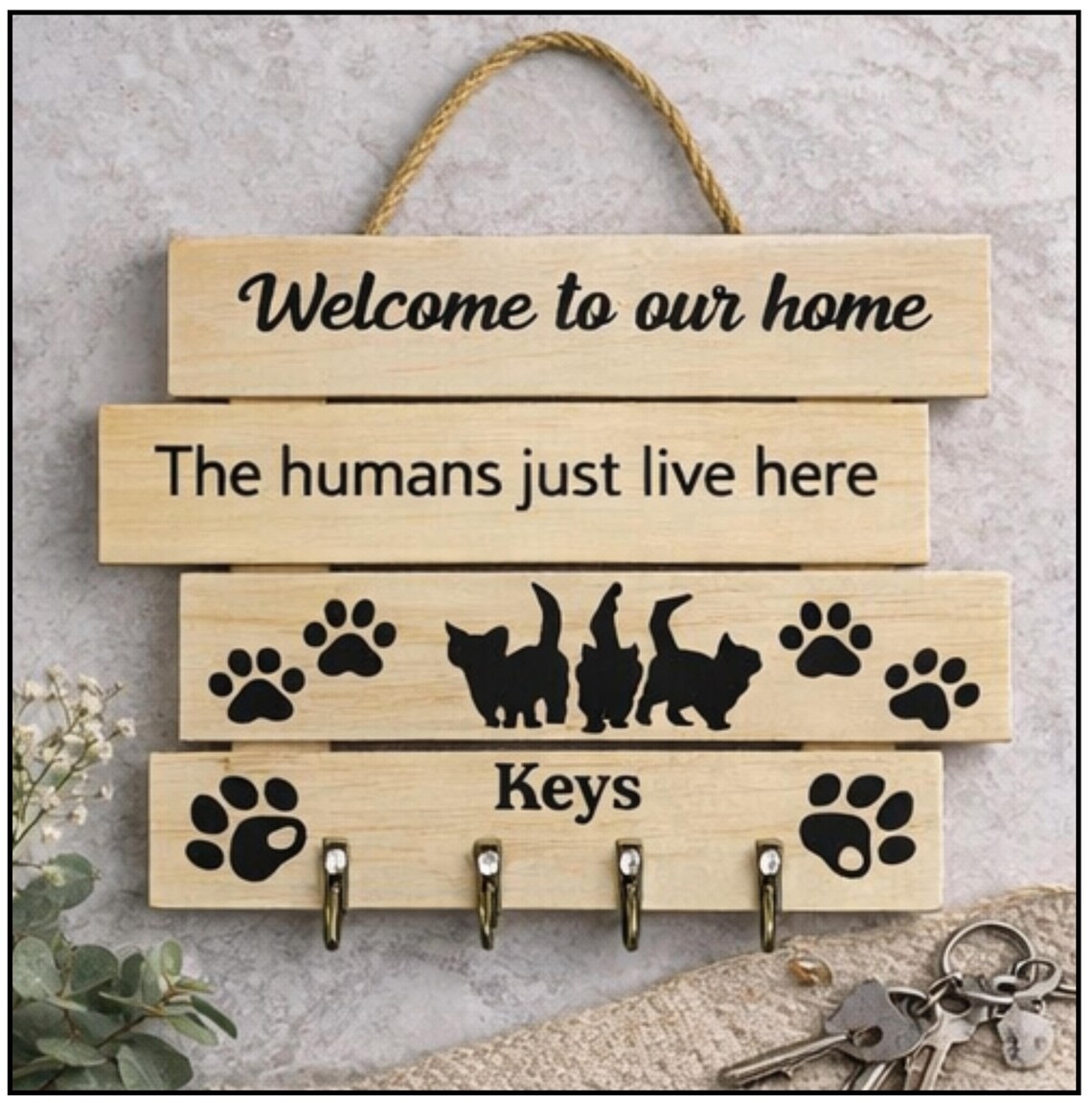 Wooden Key Holder Sign - Etsy UK