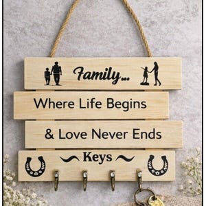 Wooden Key Holder Sign - Etsy UK