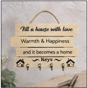 Wooden Key Holder Sign - Etsy UK