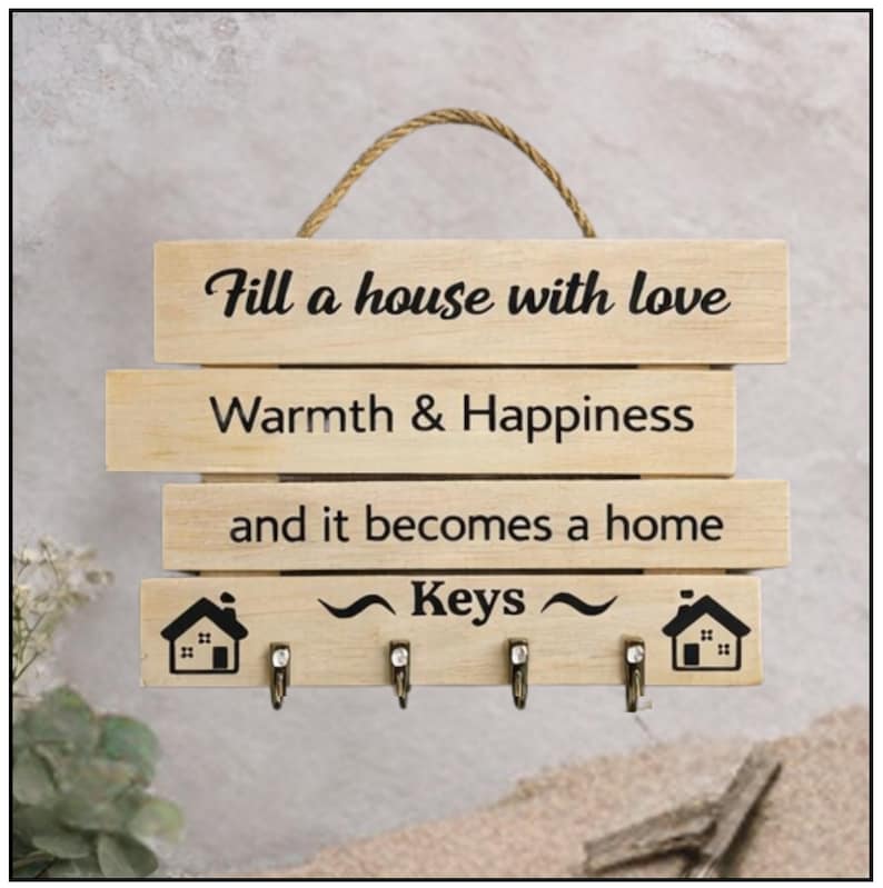 Wooden Key Holder Sign - Etsy UK