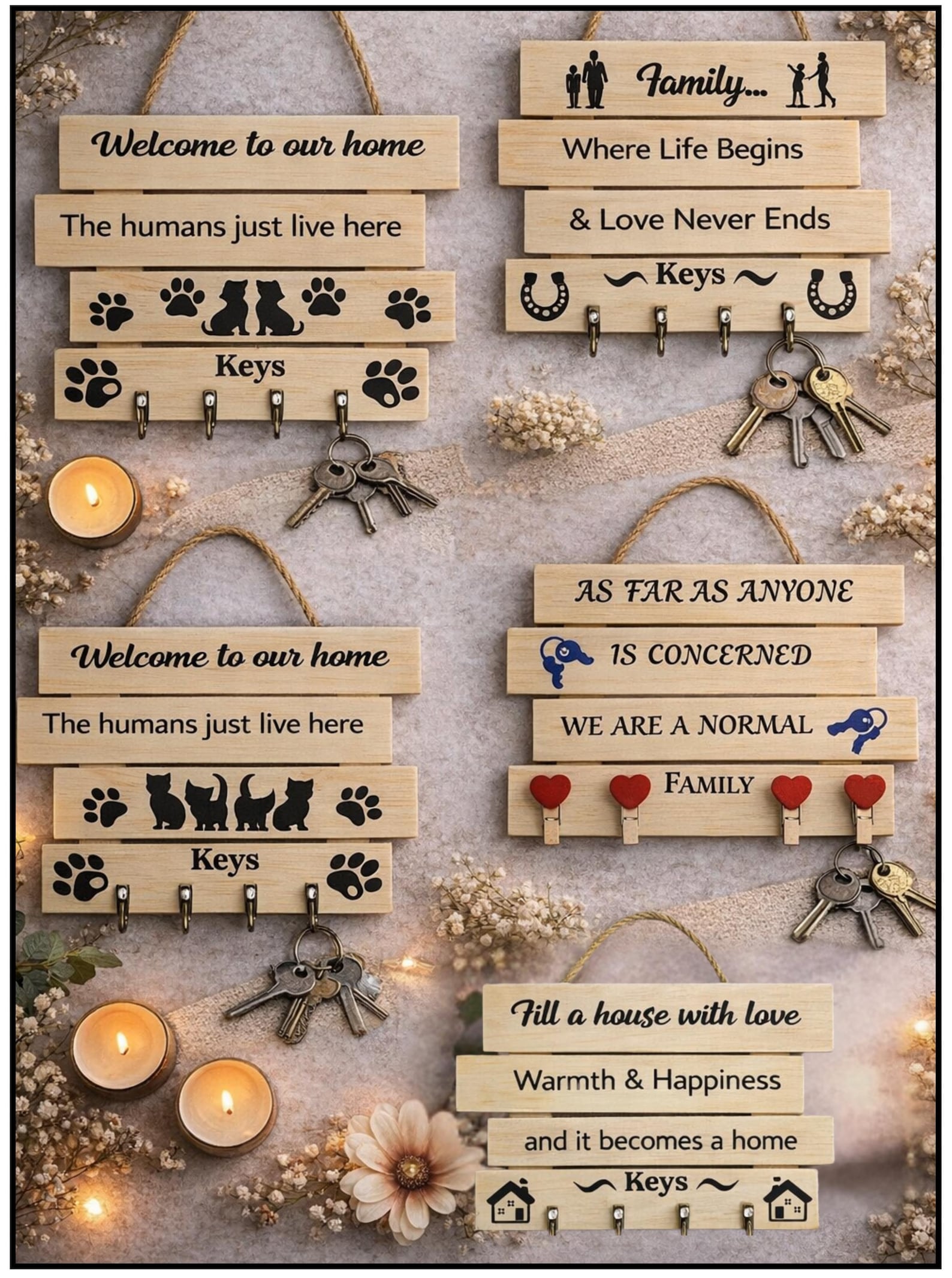Wooden Key Holder Sign - Etsy UK