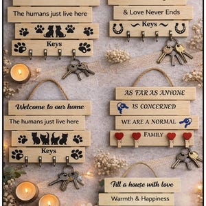 Wooden Key Holder Sign - Etsy UK