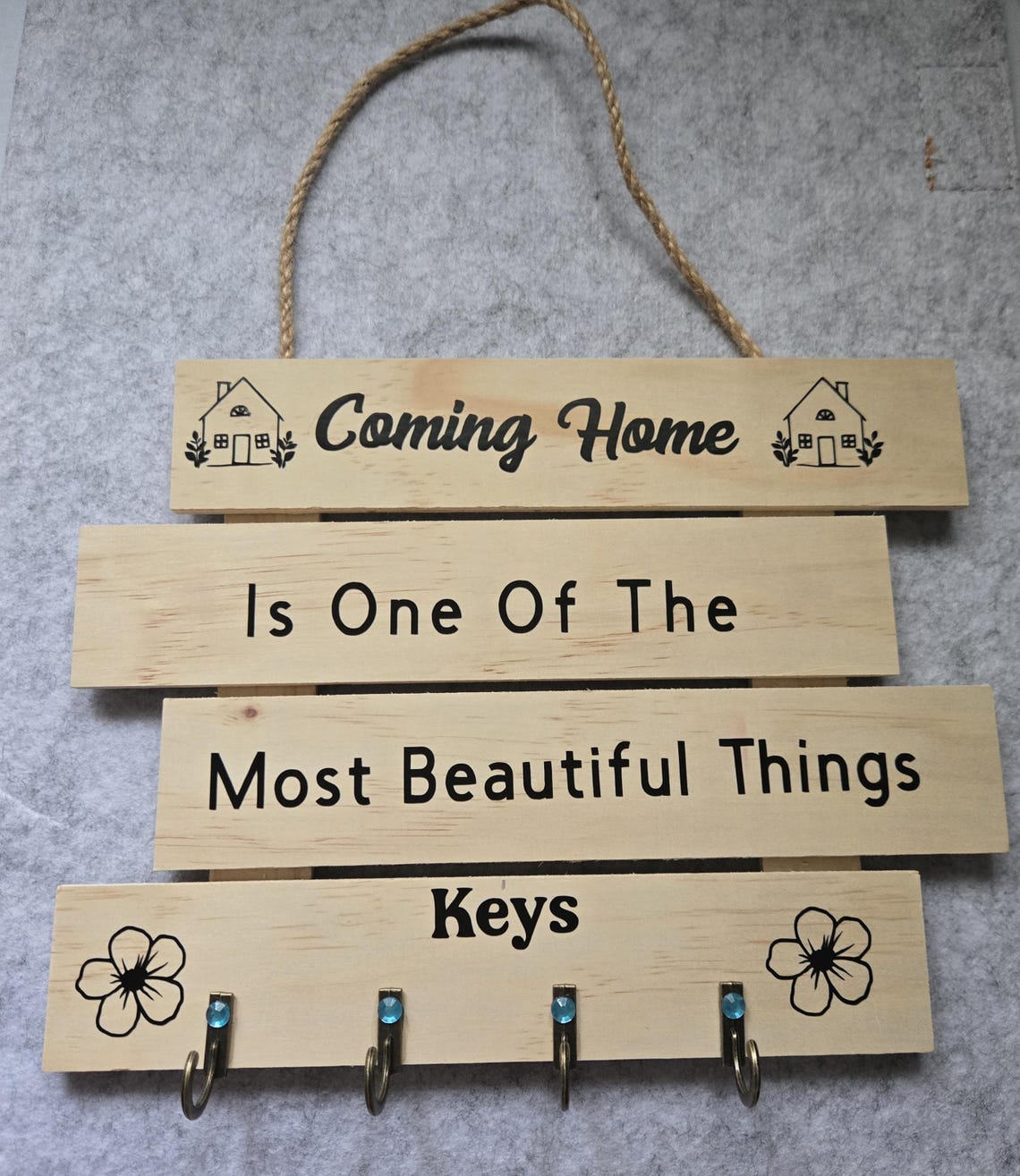 Wooden Key Holder Sign - Etsy UK