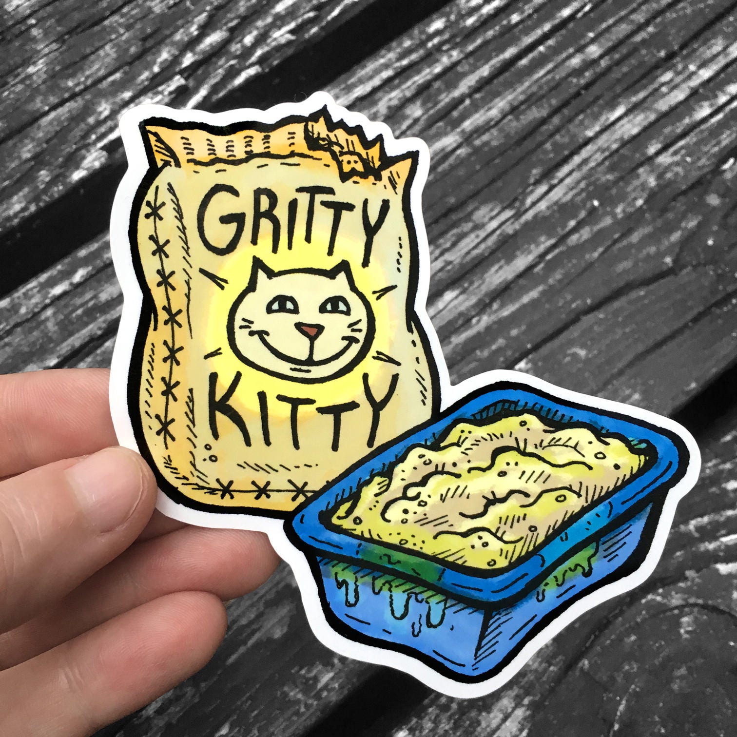 Gritty Kitty Litter Box Sticker - Ren & Stimpy Waterproof Decal - FREE ...