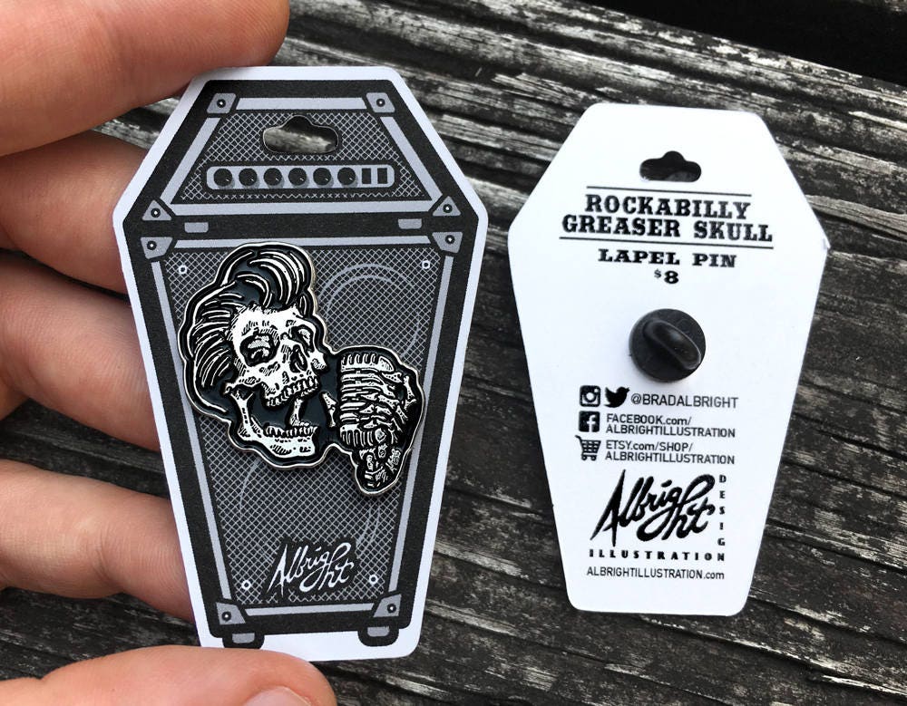 Rockabilly Greaser Pin Greaser Skull W/ Vintage Microphone | Etsy