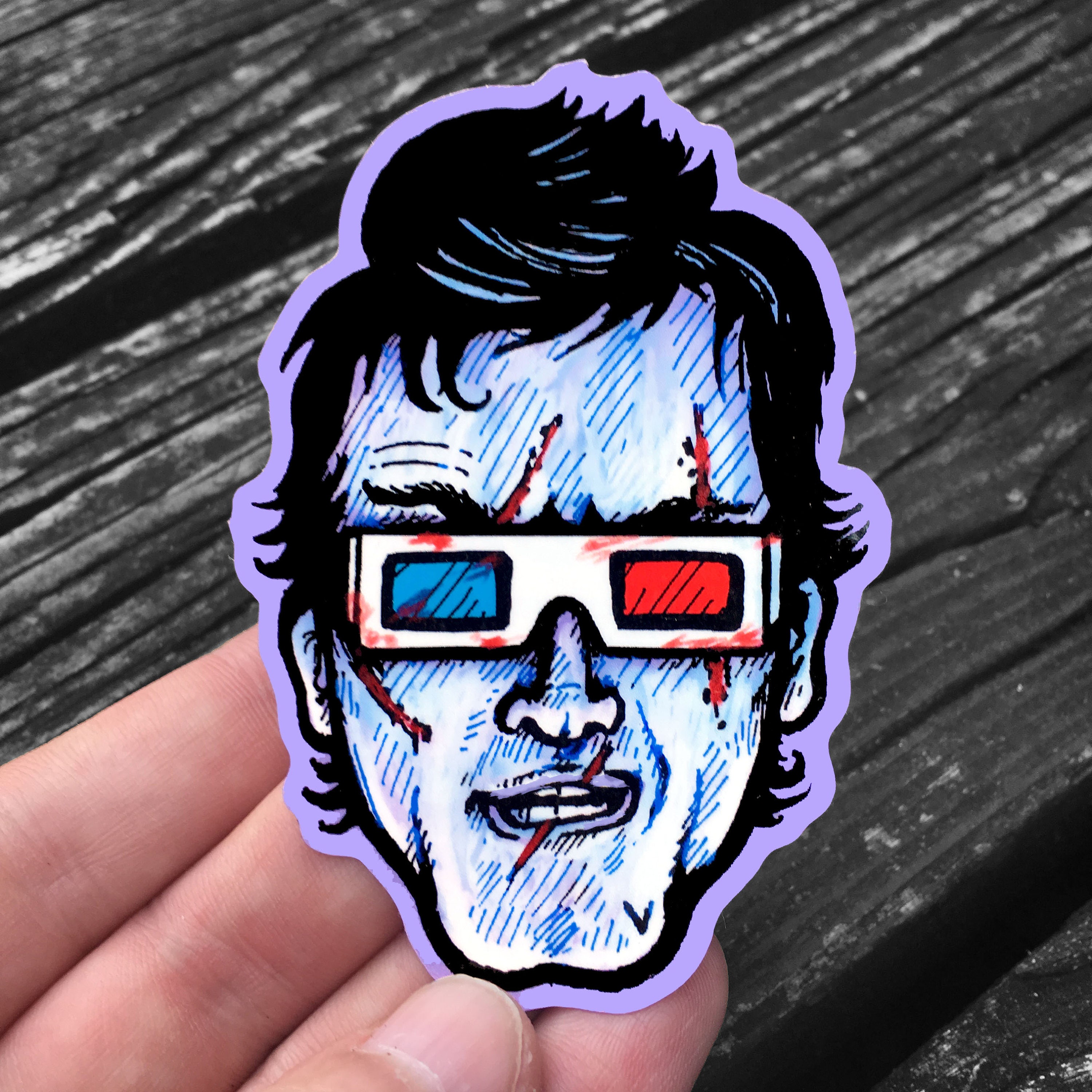 Groovy! Evil Dead Ash Williams With 3D Glasses - Sticker - Weatherproof ...