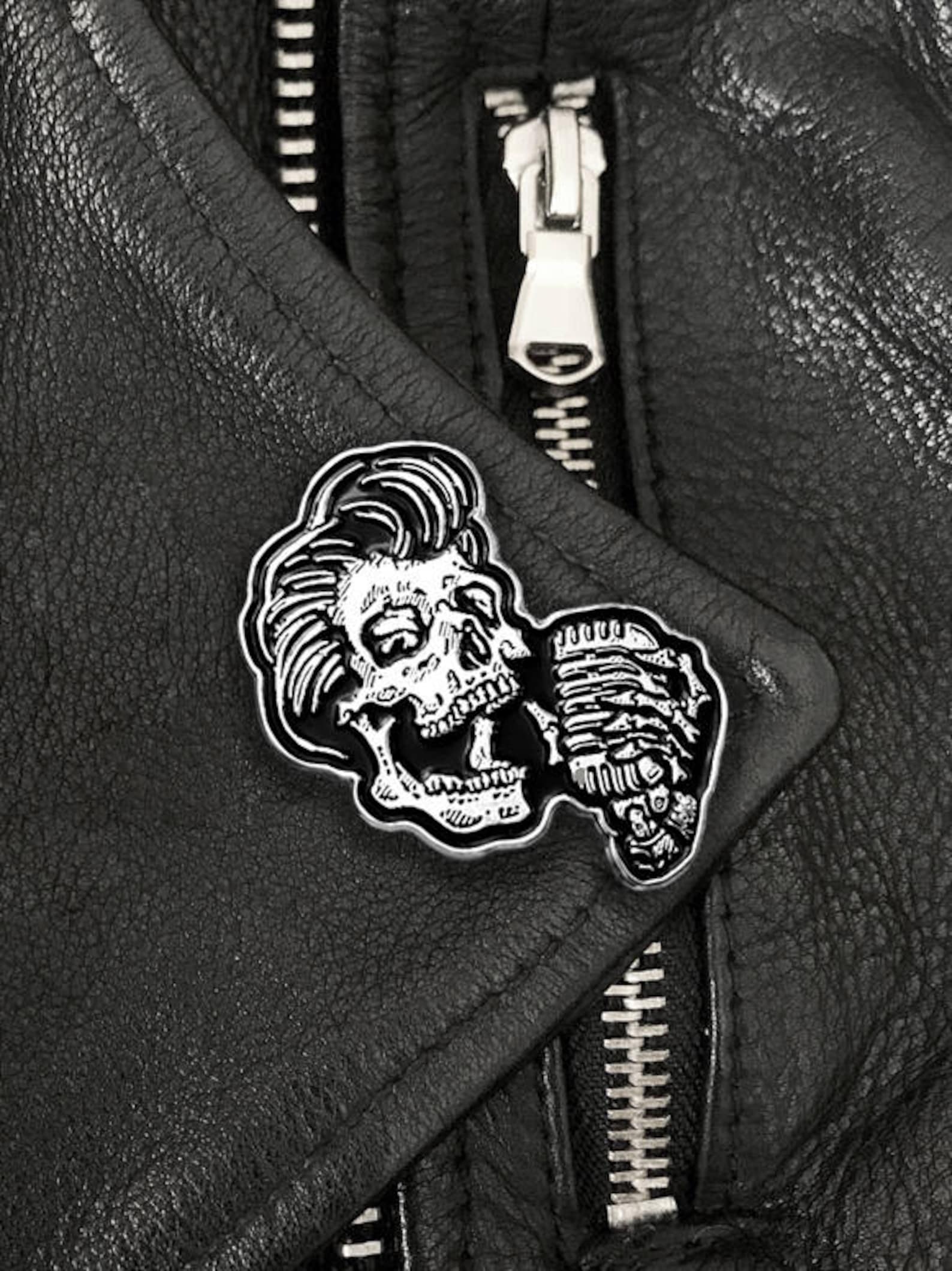 Rockabilly Greaser Pin Greaser Skull W/ Vintage Microphone - Etsy