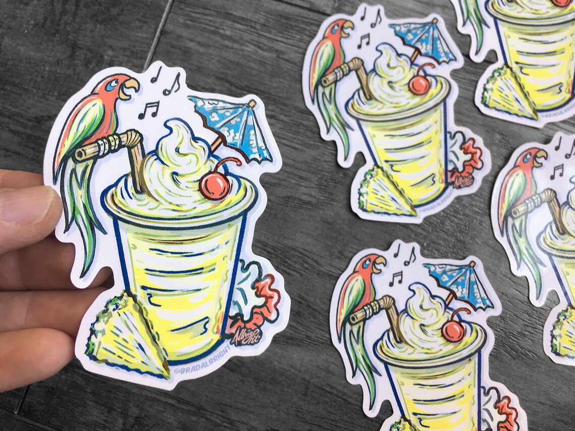Dole Whip Sticker - Hand Drawn Illustration - Water Resistant Decal ...