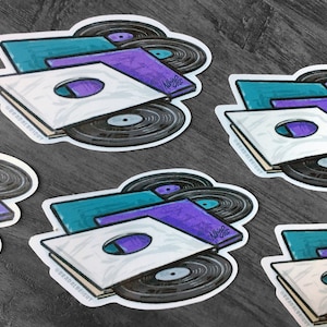 Stack of Vinyl Records - Audiophile Music Sticker - Water Resistant ...