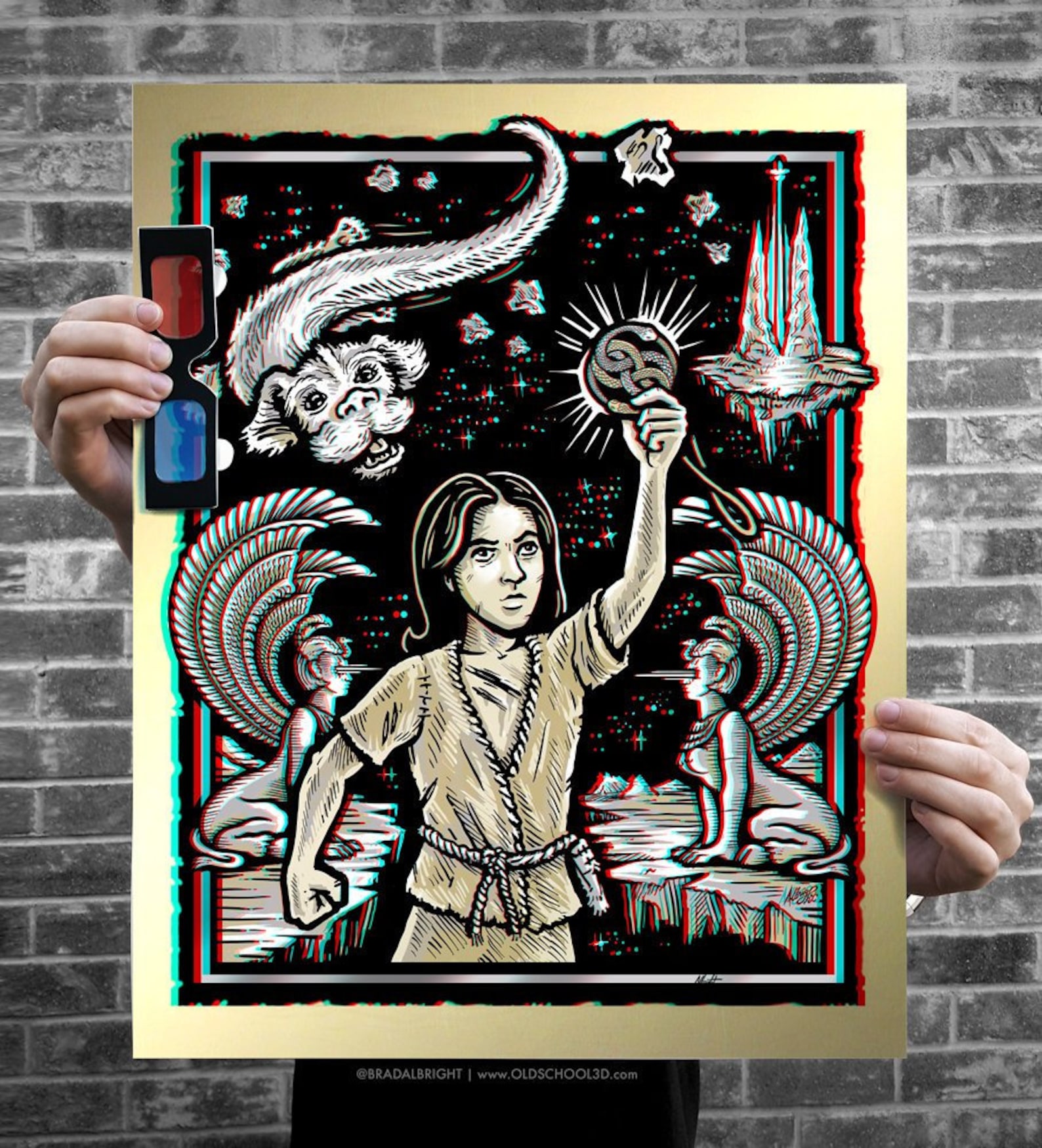 Atreyu Neverending - 3D Poster With Glasses - 3D Anaglyph Illustration ...