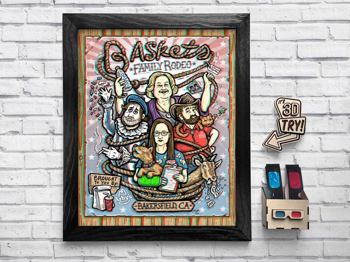 Baskets Family Rodeo Limited Edition Illustrated Poster | Etsy
