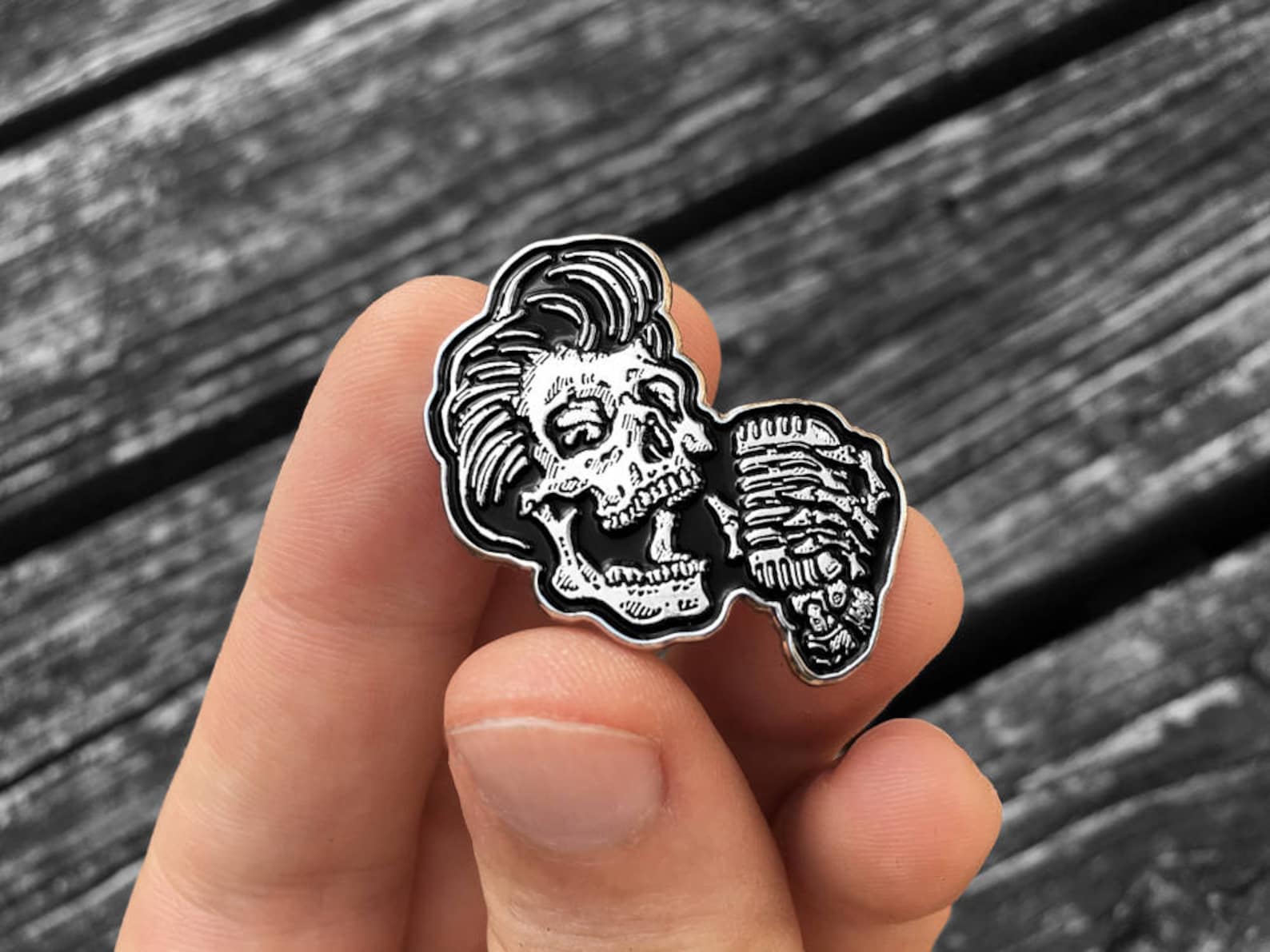 Rockabilly Greaser Pin Greaser Skull W/ Vintage Microphone - Etsy