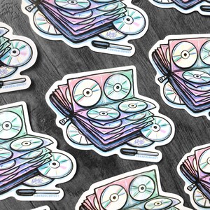 CD Collection Book Sticker - Retro Music CD Storage Wallet Illustration ...