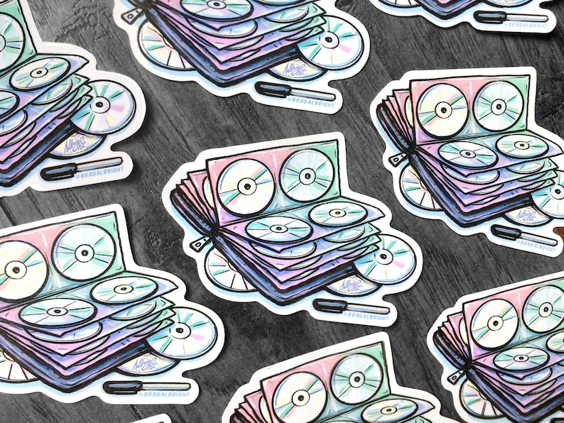 CD Collection Book Sticker Retro Music CD Storage Wallet | Etsy