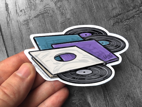 Stack of Vinyl Records Audiophile Music Sticker Water | Etsy