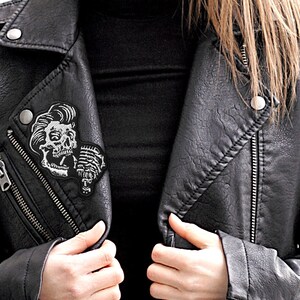 Rockabilly Greaser Skull Patch Metallic Embroidered Iron-on FREE ...