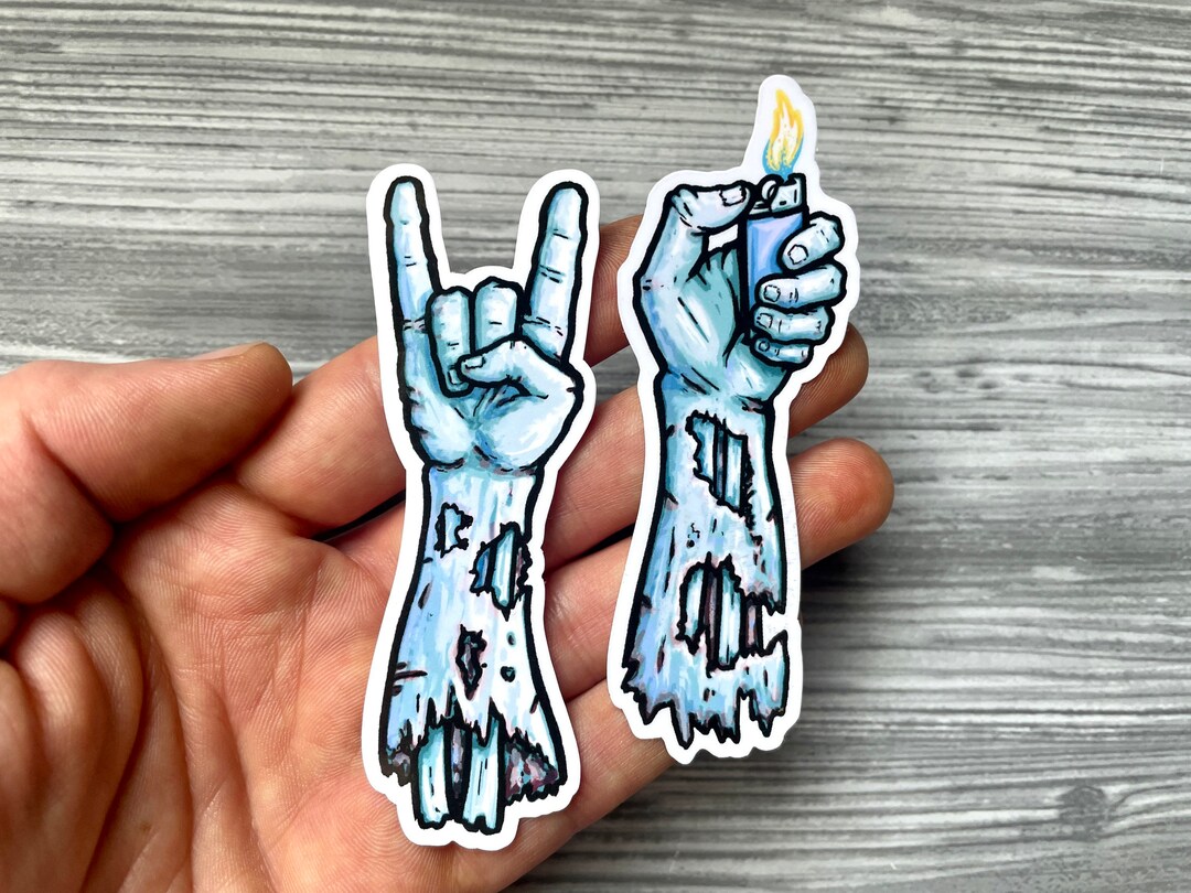 Zombie Rocker Hands - 2 Pack Sticker Decals - Heavy Metal Horror Art ...