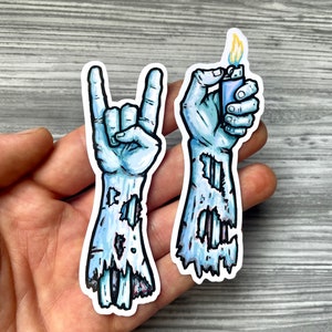 Zombie Rocker Hands - 2 Pack Sticker Decals - Heavy Metal Horror Art ...