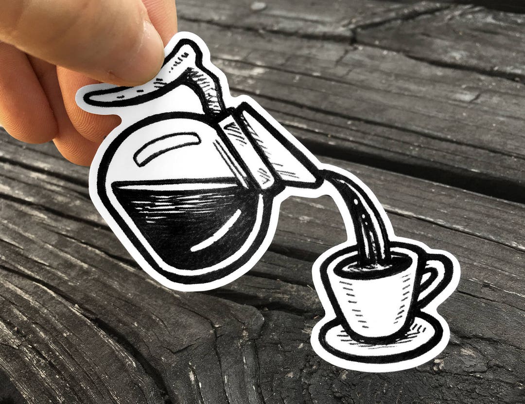 Mini Coffee Pot Sticker - Waterproof Decal - FREE US SHIPPING - Etsy