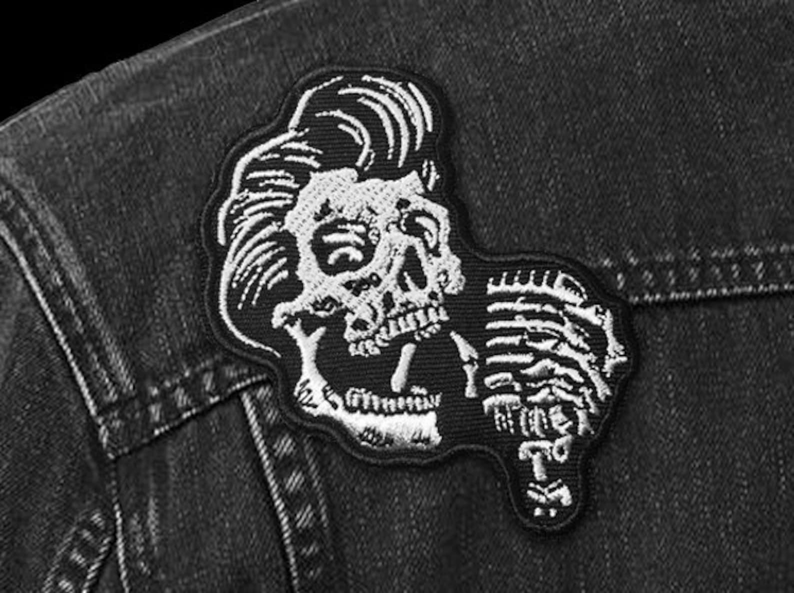 Rockabilly Greaser Skull Patch Metallic Embroidered Iron-on - Etsy
