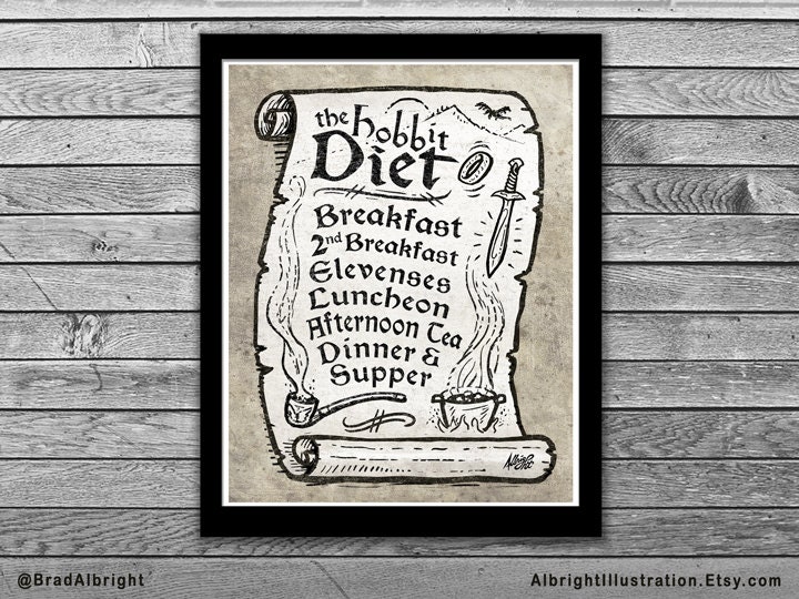 Hobbit Diet Lord of the Rings Menu 11x14 Art Print | Etsy