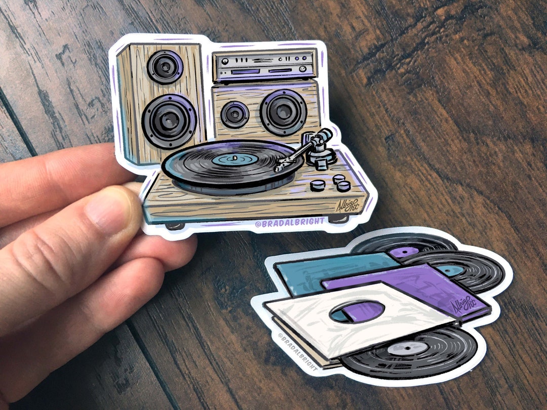 Turntable & Hifi Stereo Sticker - Audiophile Music Illustration - Water ...