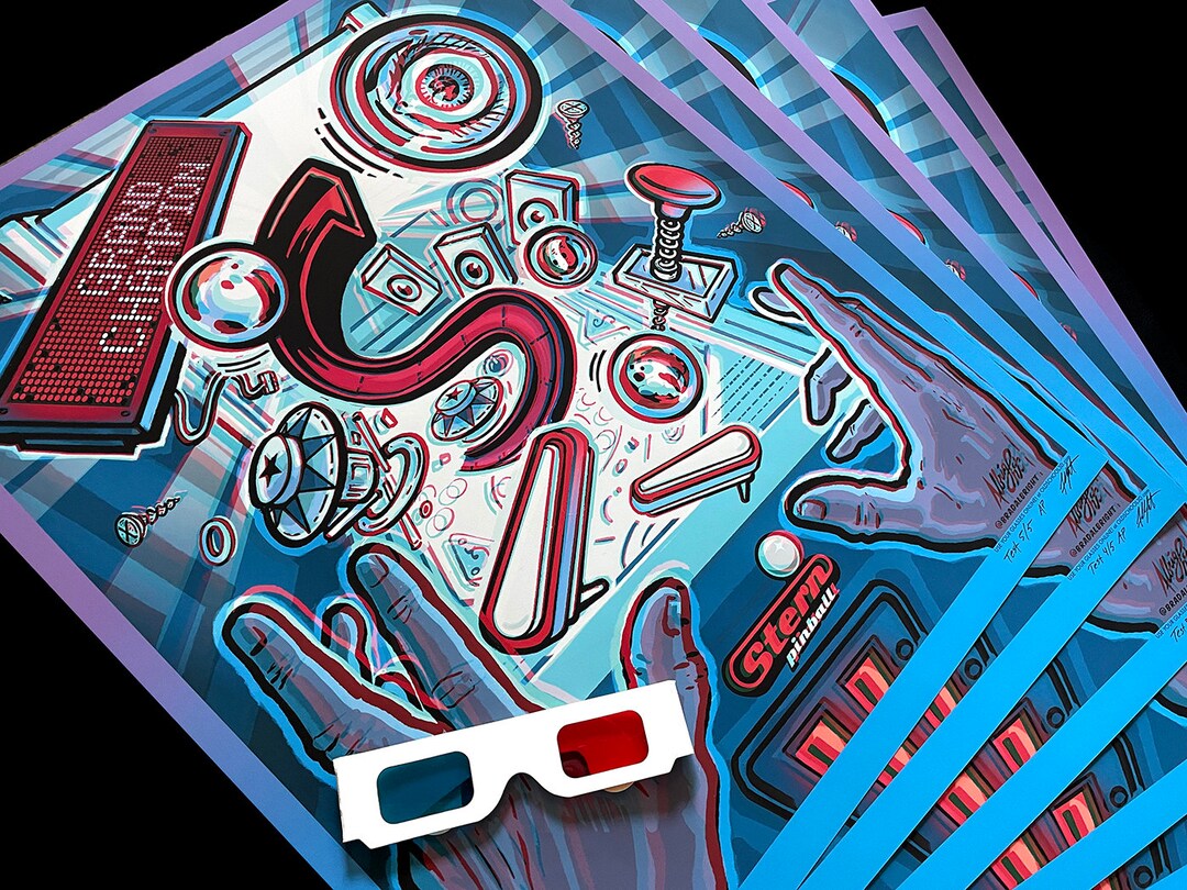 Stern Pinball 3D Poster With Glasses - Artist Proof - Etsy