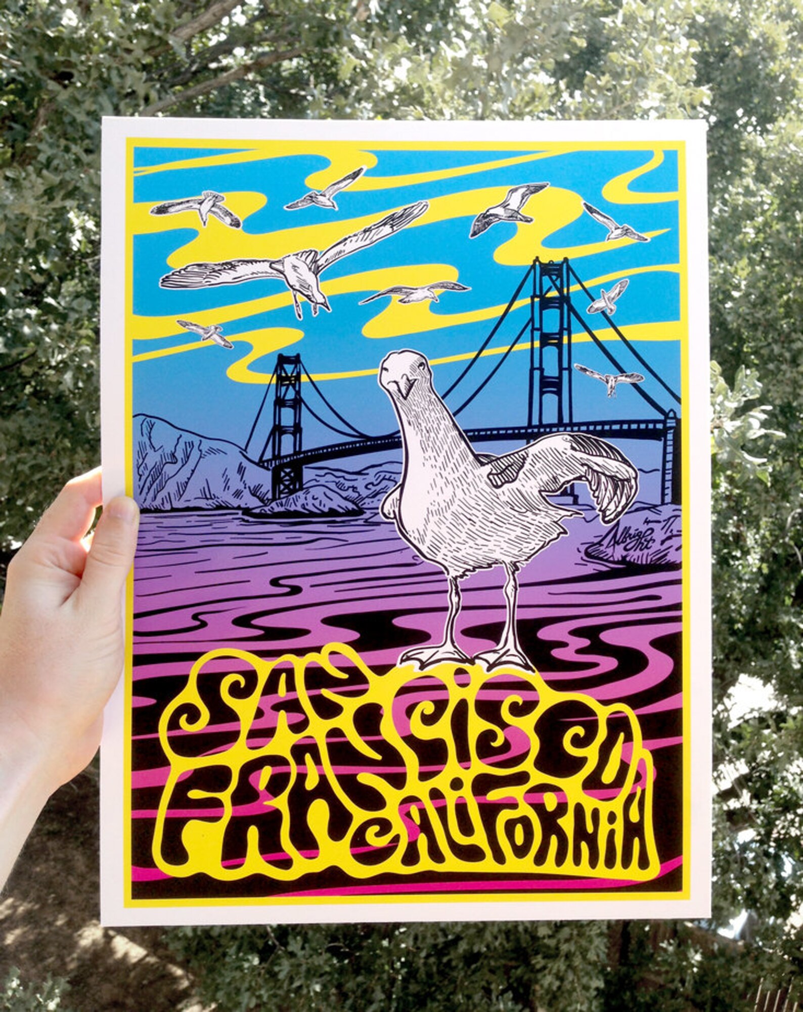Psychedelic San Francisco Golden Gate Bridge Art Poster - Etsy