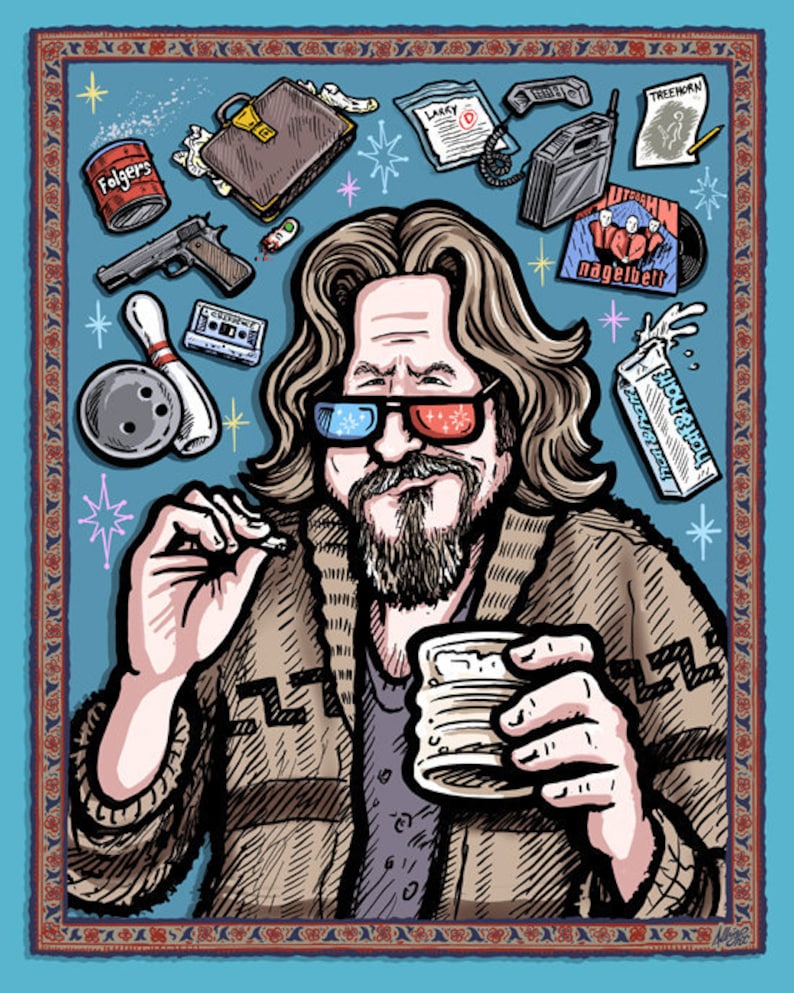 The Dude Abides 3D Poster With Glasses Big Lebowski 3D - Etsy
