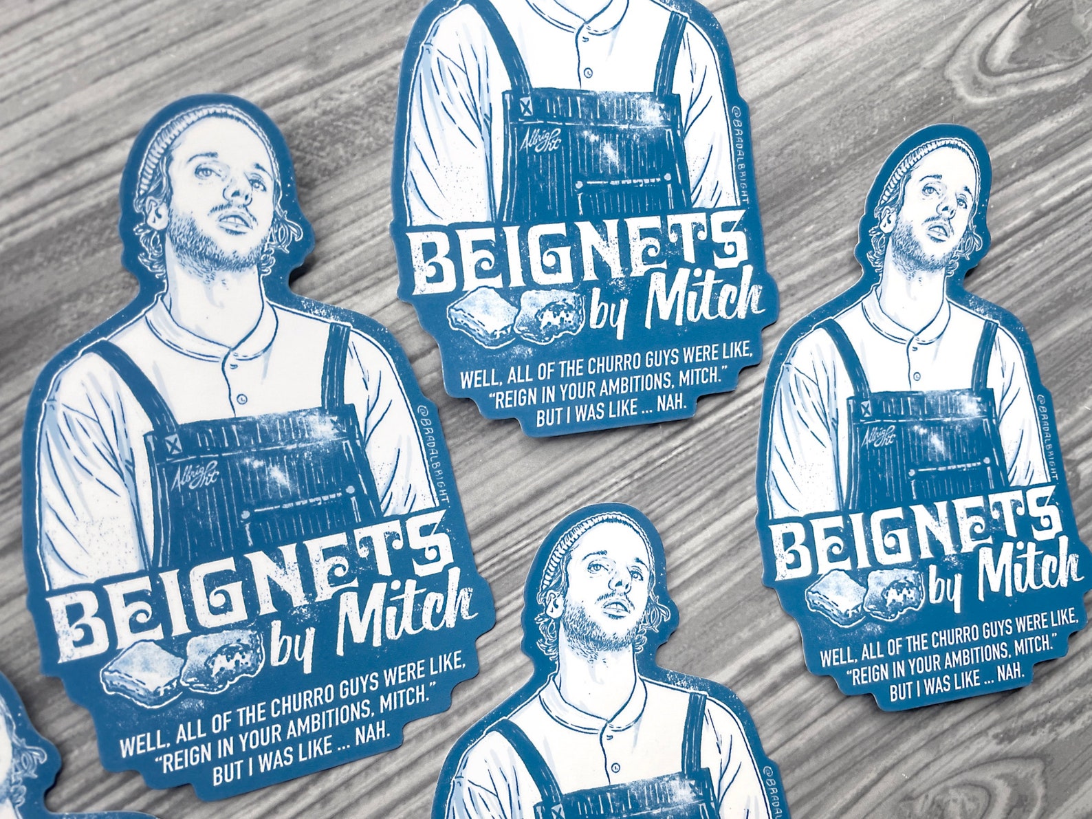 Beignets by Mitch Magnets and Waterproof Sticker Decals - Etsy