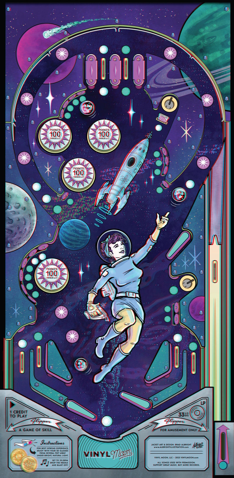 Signed Vinyl Moon Vol 92: Dimensional Tilt LP, 3D Pinball Art - Etsy