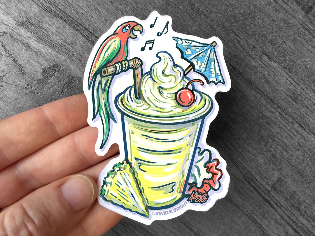 Dole Whip Sticker - Hand Drawn Illustration - Water Resistant Decal ...