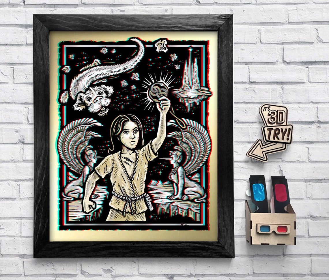 Atreyu Neverending - 3D Poster With Glasses - 3D Anaglyph Illustration ...