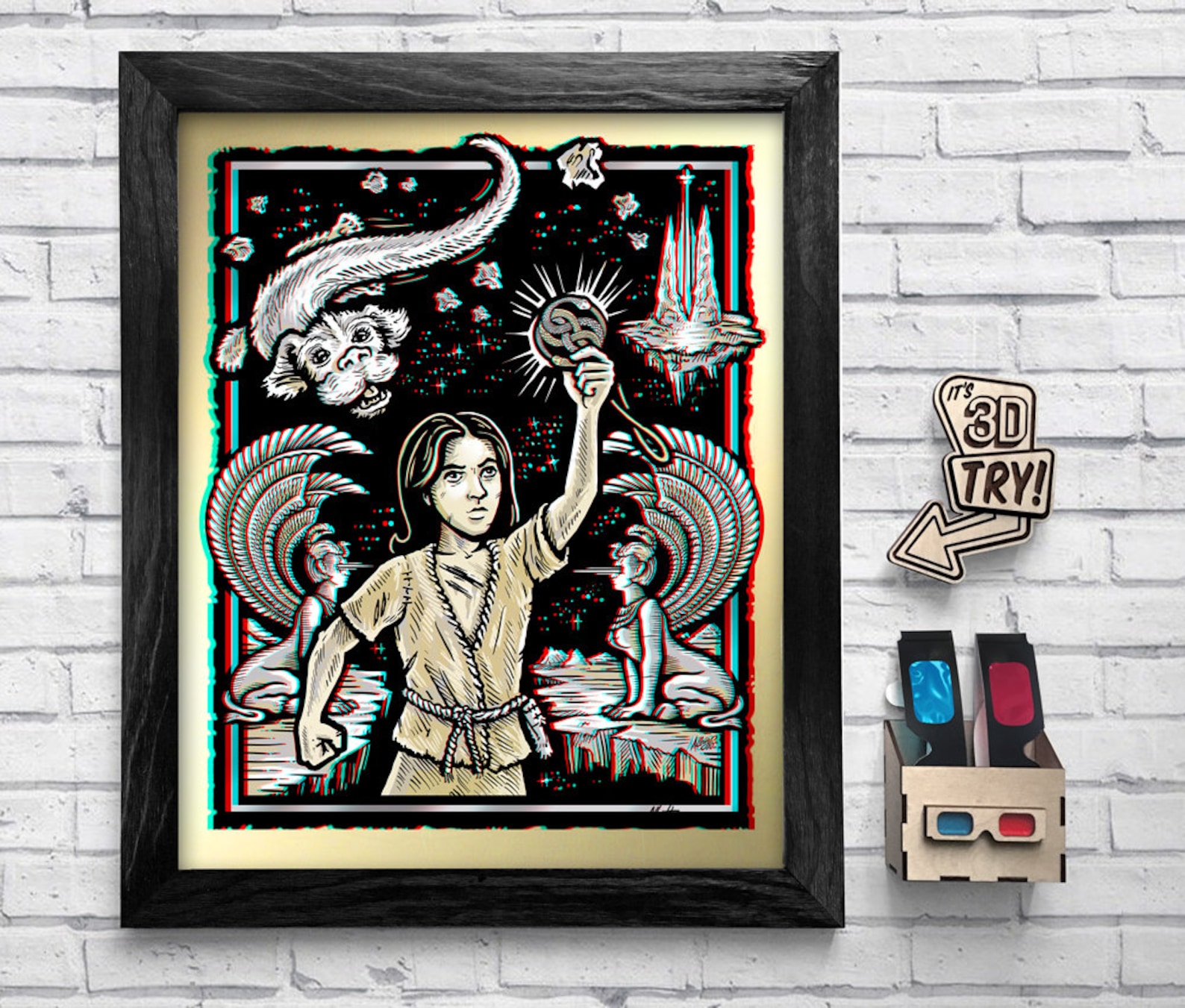 Atreyu Neverending - 3D Poster With Glasses - 3D Anaglyph Illustration ...