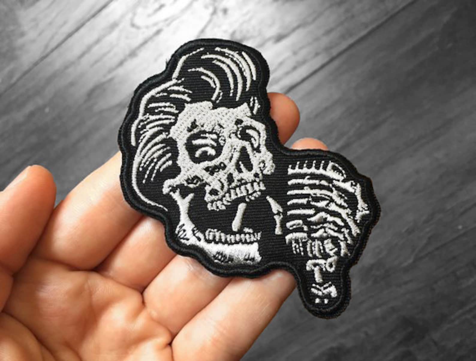 Rockabilly Greaser Skull Patch Metallic Embroidered Iron-on - Etsy