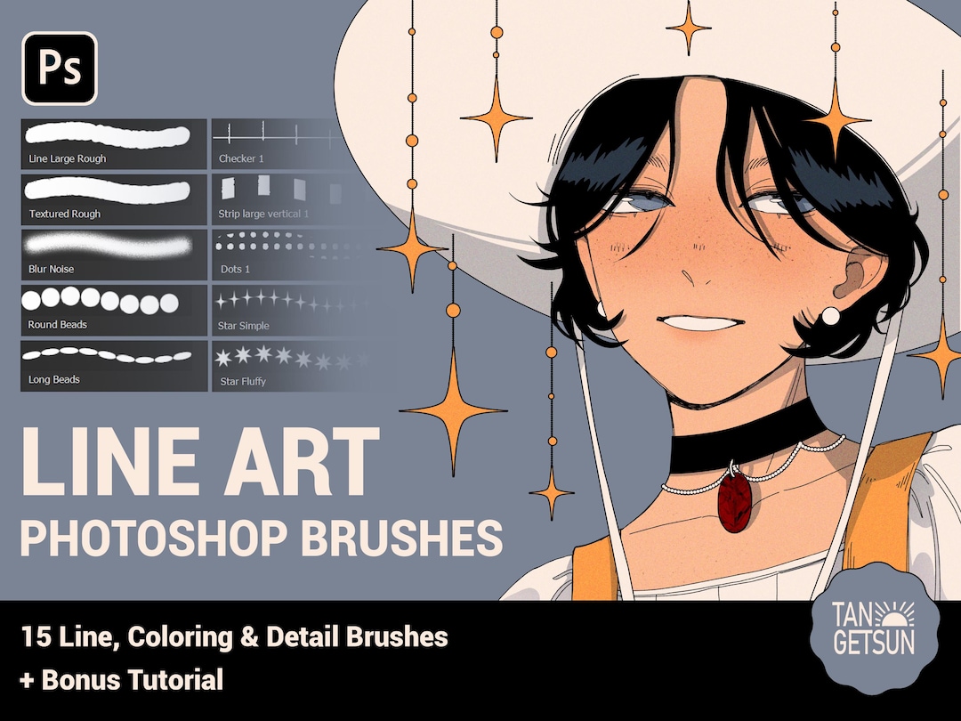 Tangetsun Line Art Brushes for Photoshop | Rough Lines & Patterns | 15 ...