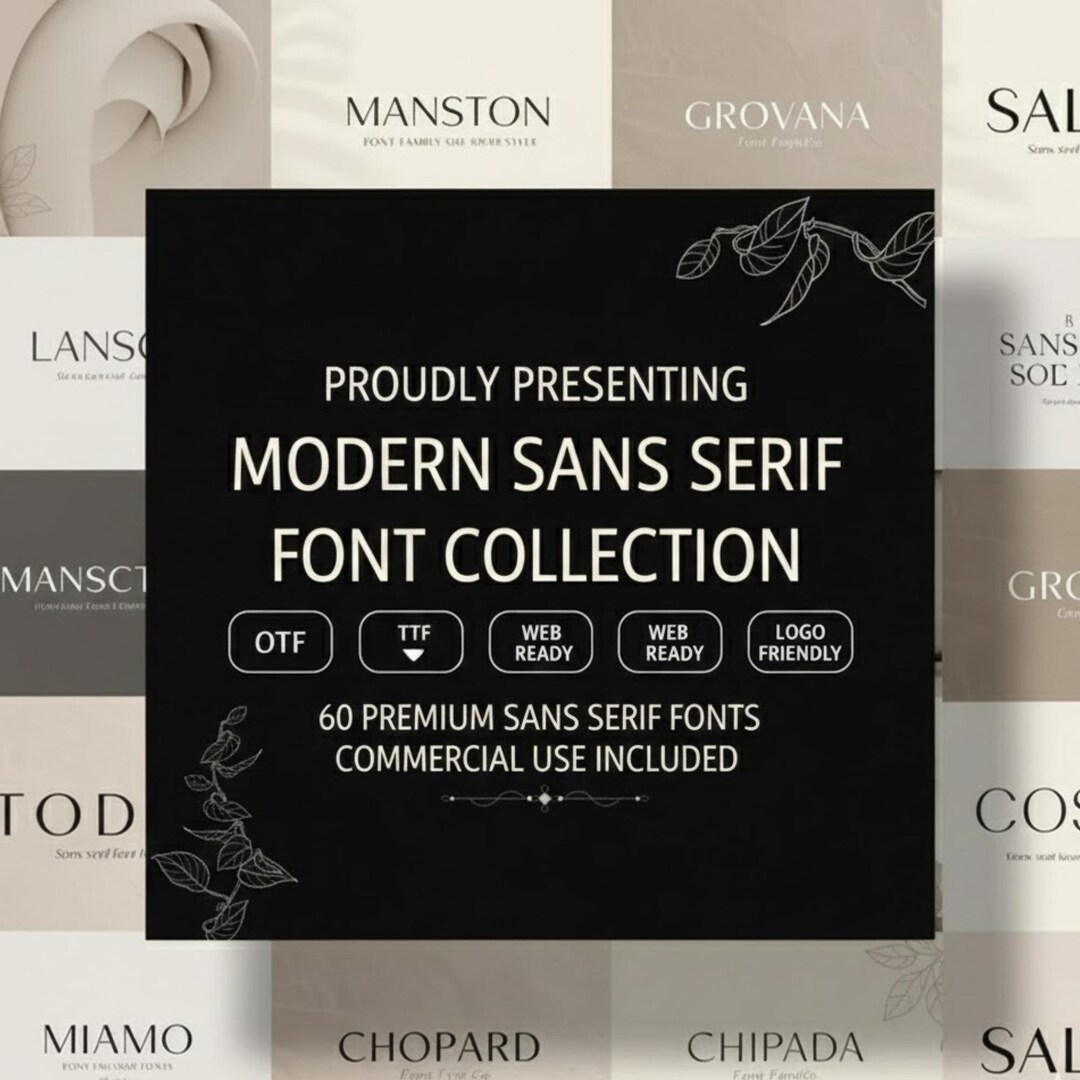 Modern Sans Serif Font Bundle: 60 Luxury Fonts (OTF Font) ,clean ...