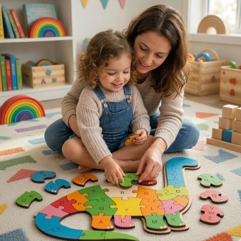 Wooden Dinosaur Puzzle SVG | Kids Learning Toy Laser Cut File ...