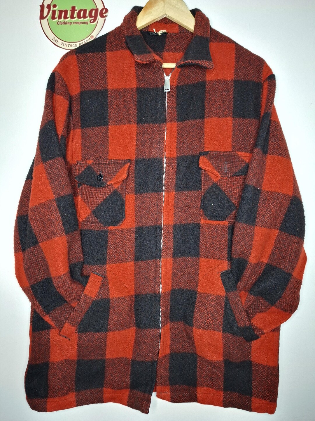Vintage 1950s Mackinaw Buffalo Jacket /size Large / Black Red Plaid ...