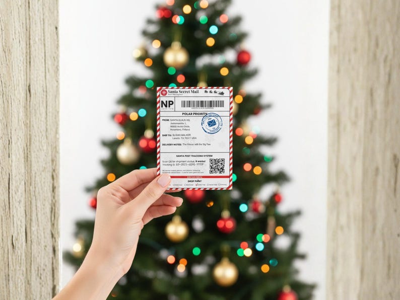 Editable North Pole Express Santa Parcel Sticker, Printable Shipping ...