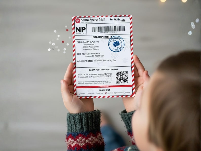 Editable North Pole Express Santa Parcel Sticker, Printable Shipping ...