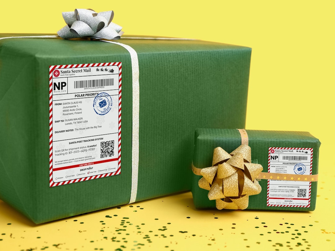 Editable North Pole Express Santa Parcel Sticker, Printable Shipping ...