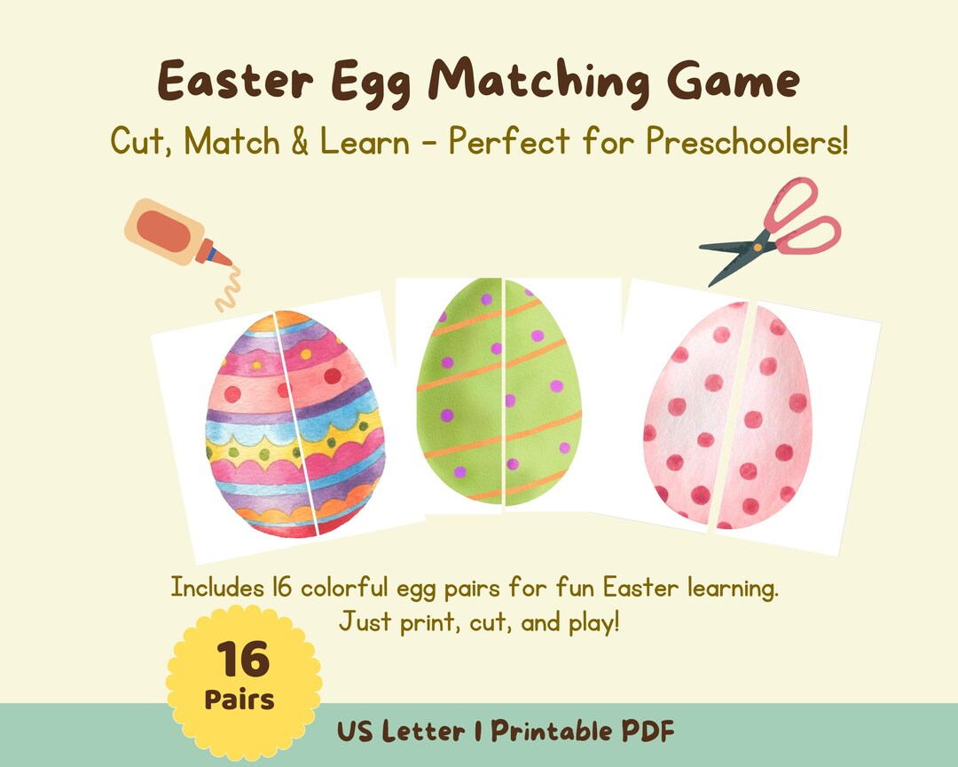 Watercolor Easter Egg Matching Game – Spring Preschool Printable (PDF ...