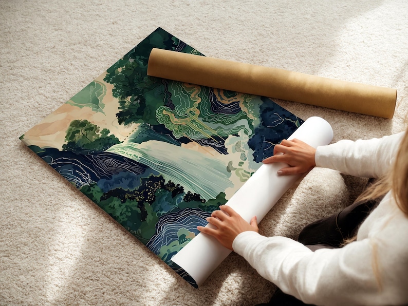 Katsushika Hokusai Waterfall Print, Japanese Ukiyo-e Landscape Wall Art ...